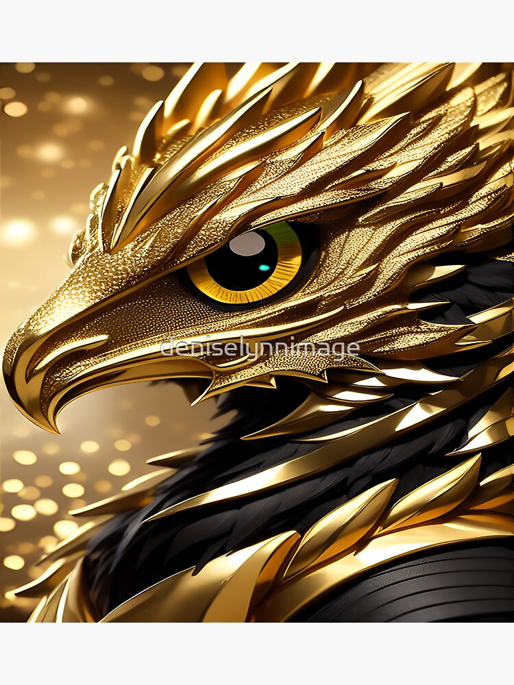 "Primitive Ancient Hawk Bird with Black and Gold Feathers" Sticker for ...