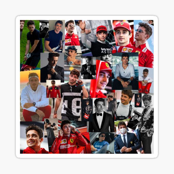"Charles Leclerc Monacan motorsports racing driver Collage" Sticker for ...