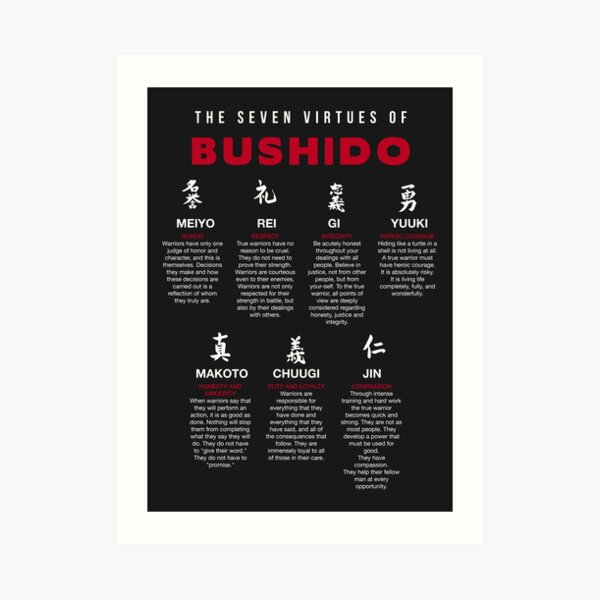 "The Seven Virtues Of Bushido Japan Samurai Japanese Warrior Principles ...