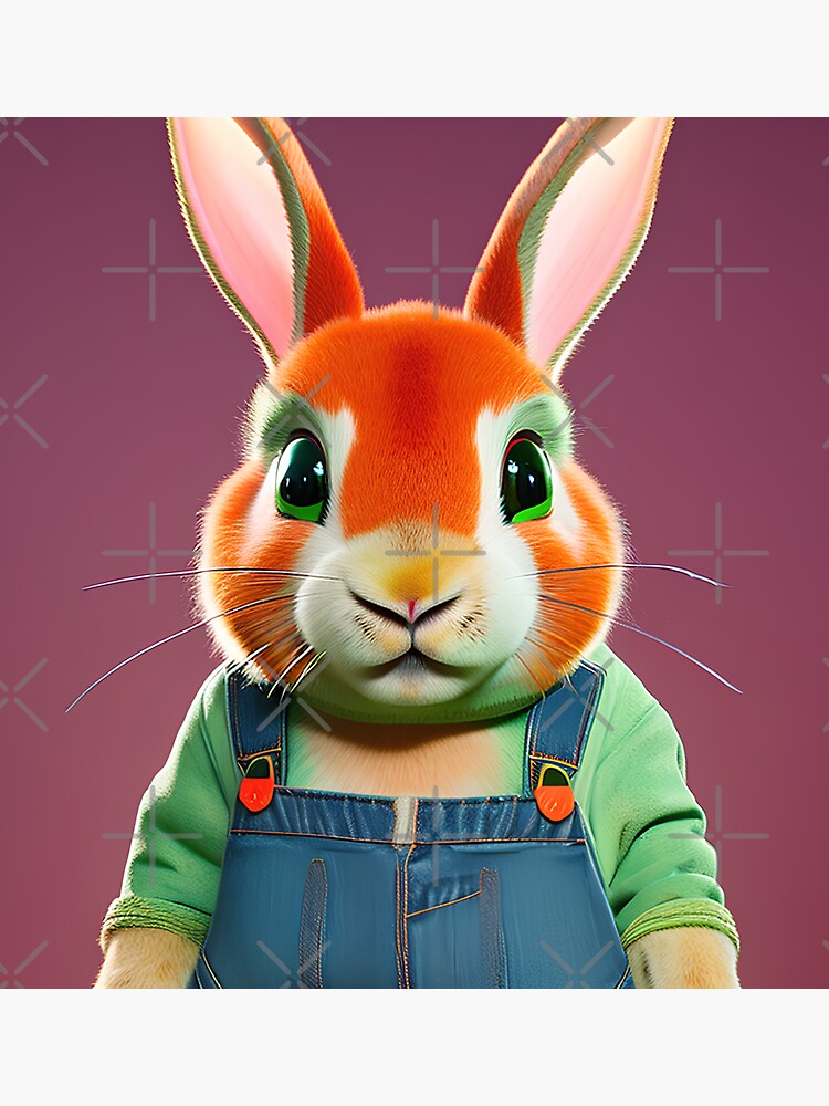 "Portrait of cute rabbit on the pink background" Sticker for Sale by ...