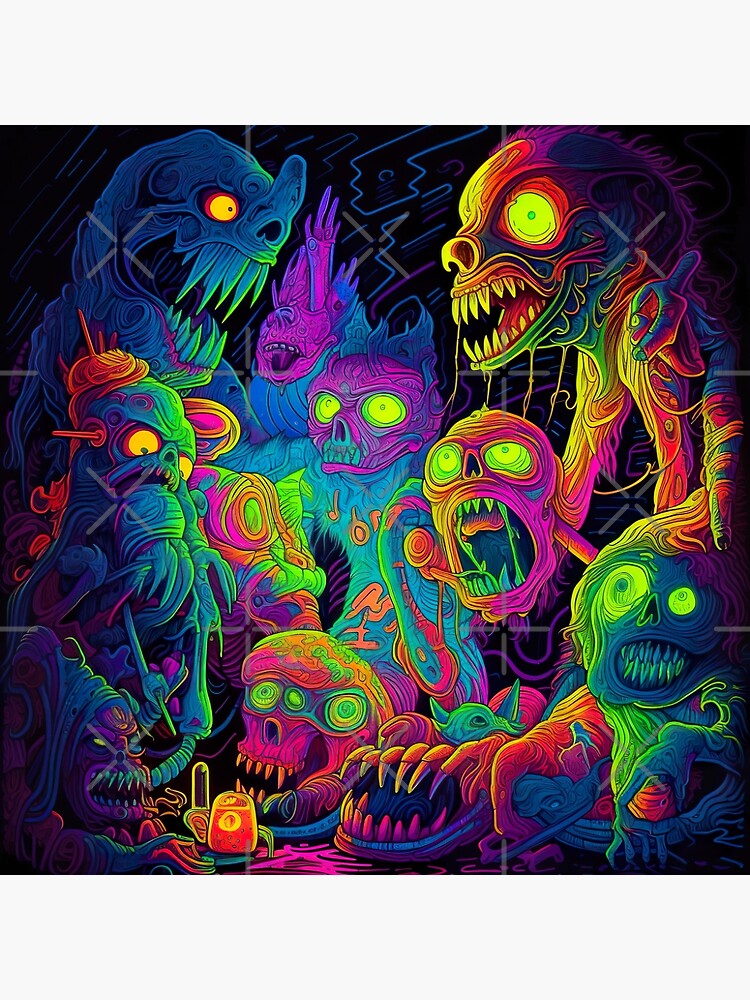 "Blacklight Trippy Monsters" Poster for Sale by Tycobb48 | Redbubble