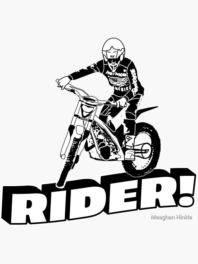 "Rider! - Black/White" Sticker for Sale by Meaghan Hinkle | Redbubble