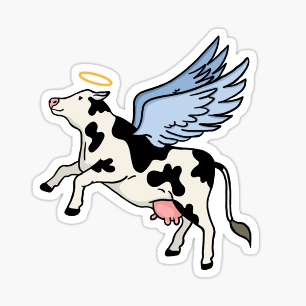 "Flying Holy Cow!" Sticker for Sale by alissatax | Redbubble