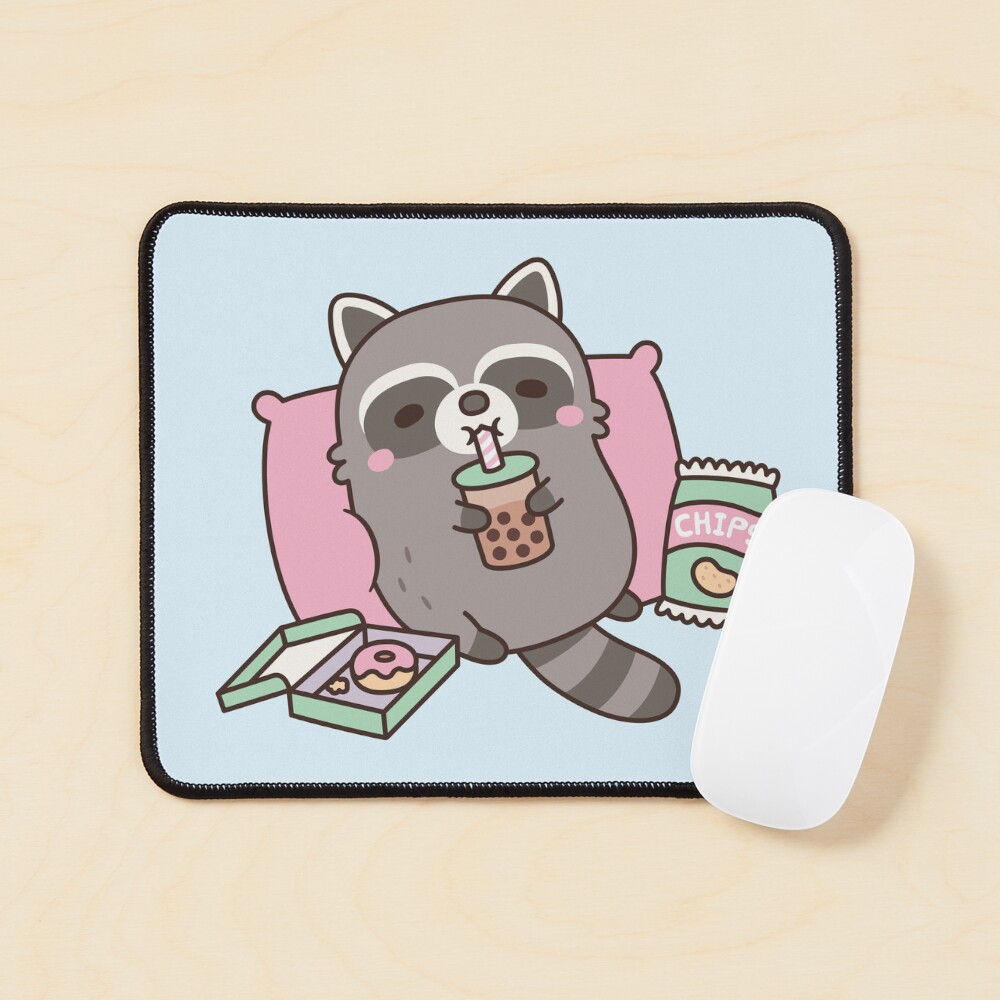 "Cute Raccoon Chilling With Boba Tea And Snacks" Sticker for Sale by ...