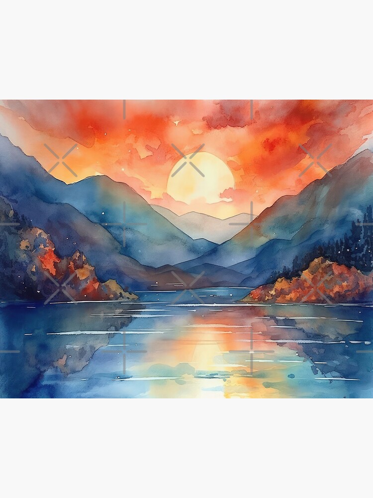 Lake Sunset Drawing