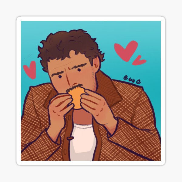 "Pedro Pascal eating bread with avocado" Sticker for Sale by ewewhy ...