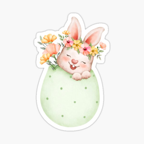 "Easter Bunny in an Easter Egg" Sticker for Sale by CuteMaster | Redbubble