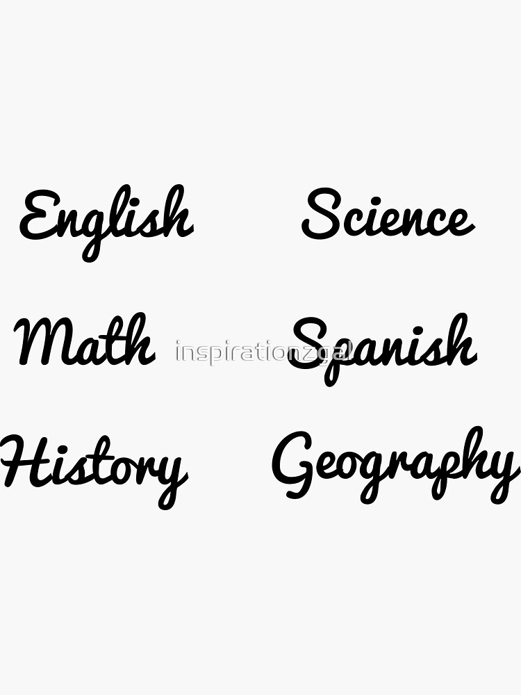 "School Subject Labels Script Typography Collection Pack Bundle ...