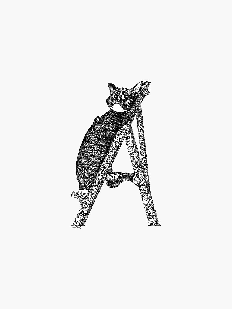 "Cat Alphabet: letter A cropped" Sticker for Sale by gatteria | Redbubble