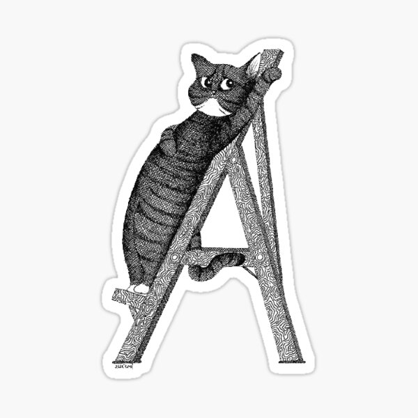 "Cat Alphabet: letter A cropped" Sticker for Sale by gatteria | Redbubble