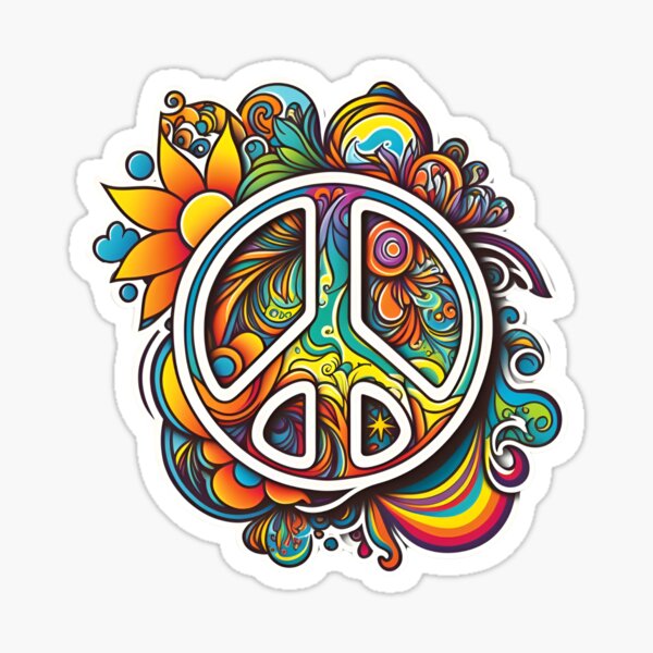 "Psychedelic Peace Symbol" Sticker for Sale by cassiusblue | Redbubble