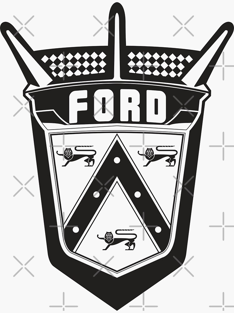 "1950's Ford V8 hood emblem - classic black print" Sticker for Sale by ...