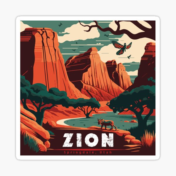 "Vector Illustration of Zion National park" Sticker for Sale by ...