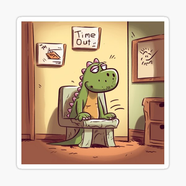 "Dinosaur - in time out" Sticker for Sale by shakespeare1212 | Redbubble
