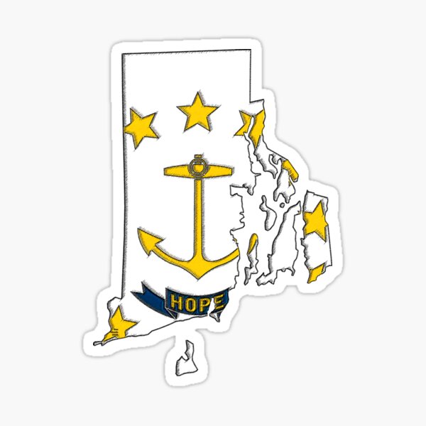 "Rhode Island Map With Rhode Island State Flag" Sticker for Sale by ...