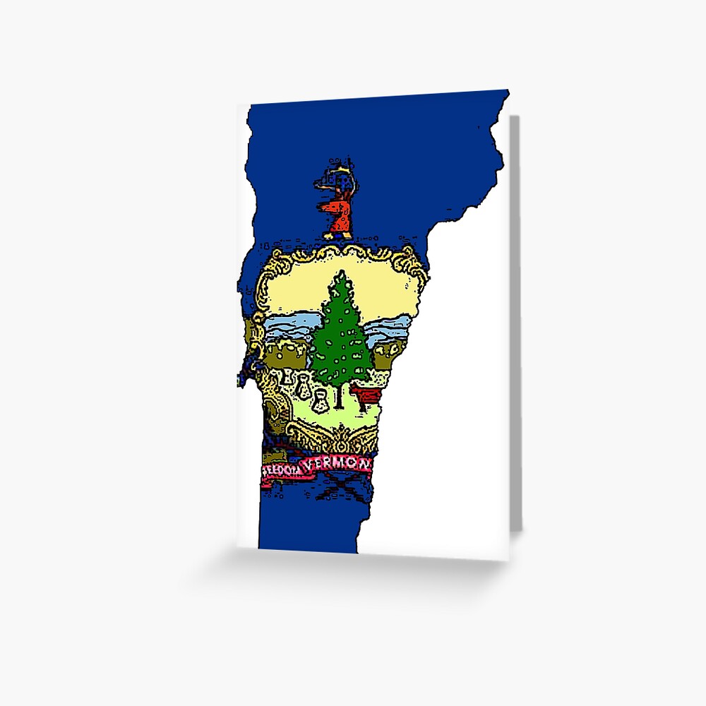 "Vermont Map With Vermont State Flag" Greeting Card for Sale by ...