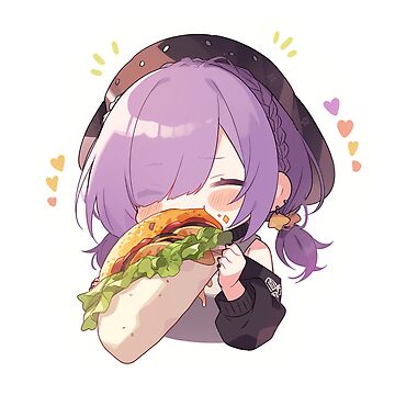 "Chibi Cute Anime Girl Eating Taco" Sticker for Sale by stickondeez ...