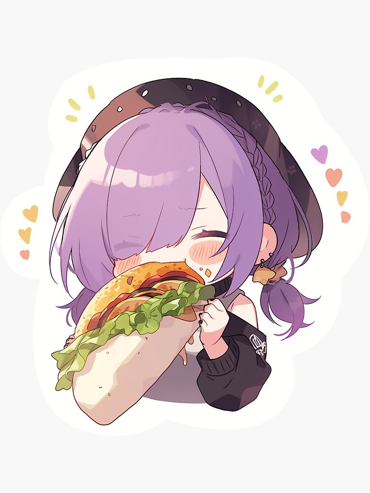 "Chibi Cute Anime Girl Eating Taco" Sticker for Sale by stickondeez ...