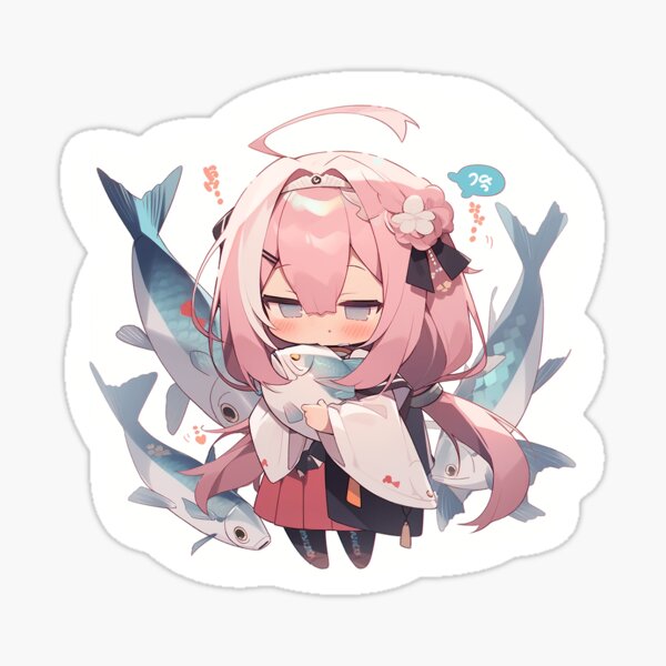 "Cute Chibi Anime Fish Girl With Fishes" Sticker for Sale by ...