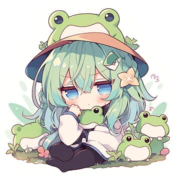 "Cute Chibi Anime Frog Girl With Frogs" Sticker for Sale by stickondeez ...