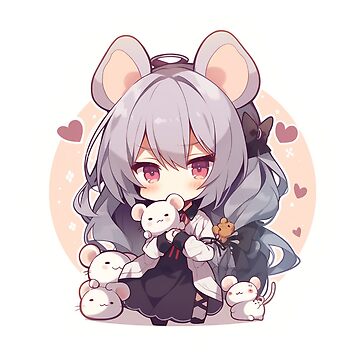 "Cute Chibi Anime Mouse Girl With Mice" Sticker for Sale by stickondeez ...