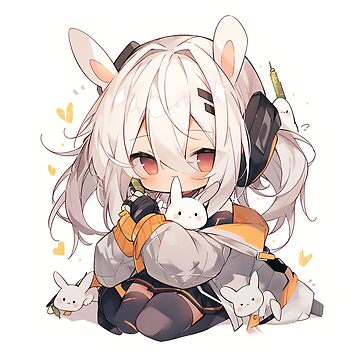 "Cute Chibi Anime Rabbit Bunny Girl With Rabbits and Bunnies" Sticker ...