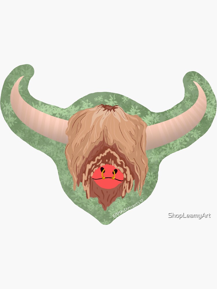"Highland Cow with Septum" Sticker for Sale by ShopLeamyArt | Redbubble