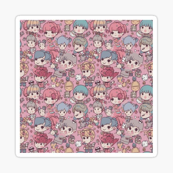 "Kawaii K-Pop - Cute K-Pop Pattern" Sticker for Sale by Reimagining ...