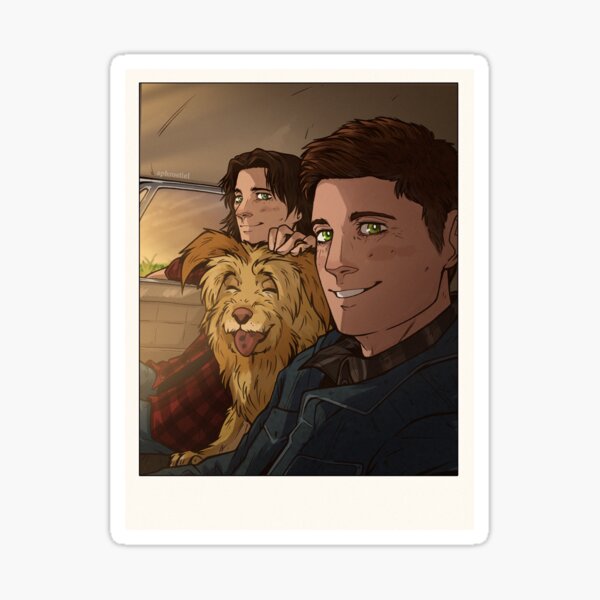 "Sam, Dean and Miracle" Sticker for Sale by aphrostiel | Redbubble