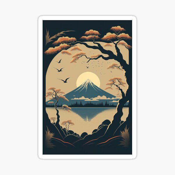 "Vintage Mountain View " Sticker for Sale by Digital Mindscape | Redbubble