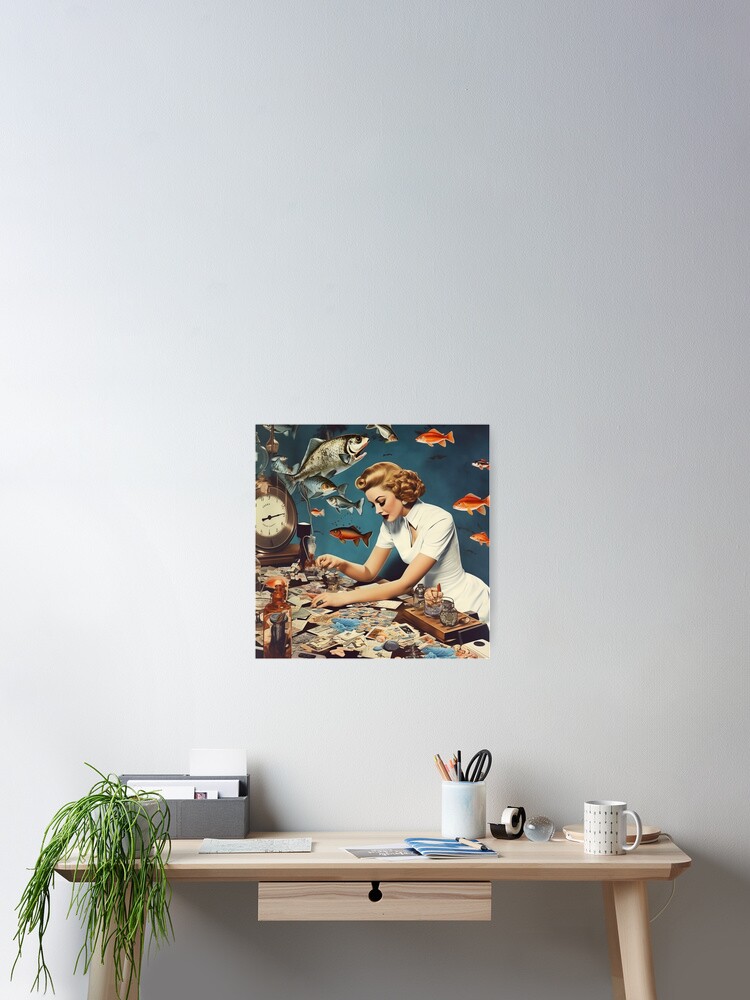 "Vintage 1940s style collage art" Poster for Sale by TurquoiseFlow ...
