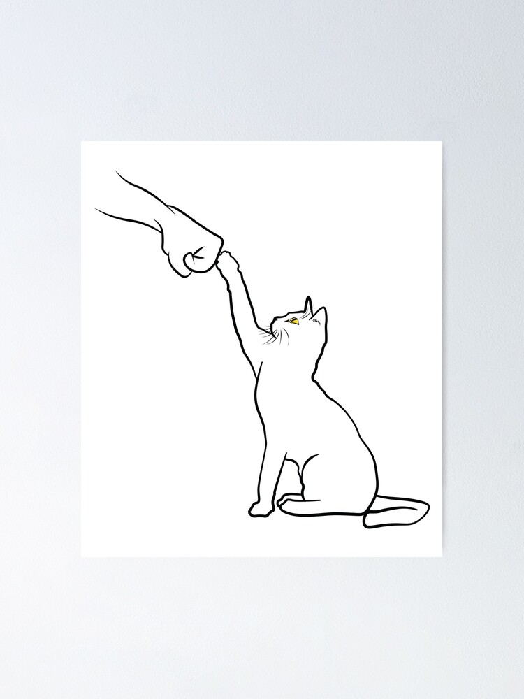 Cute Cat Fist Bump Minimalistic Lineart Cartoon Cat Lover Poster for Sale by TheInkElephant Redbubble