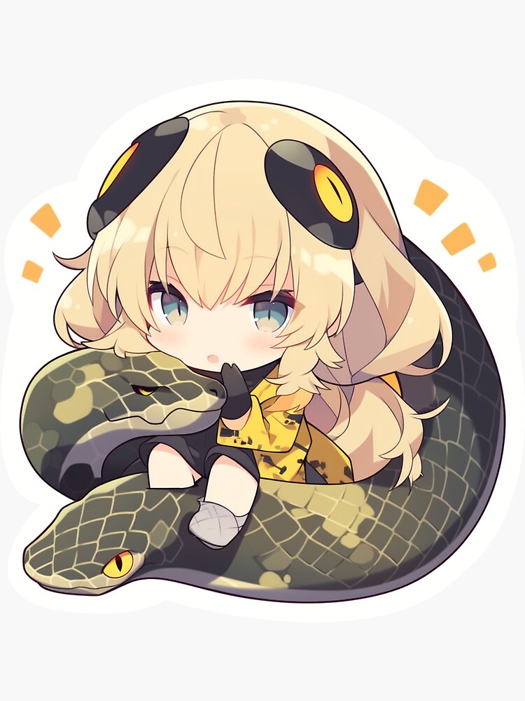"Cute Chibi Anime Snake Girl" Sticker for Sale by stickondeez | Redbubble