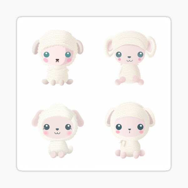 "Kawaii Crocheted Amigurumi Plush Toy Sticker - 4 pack | RedBubble ...