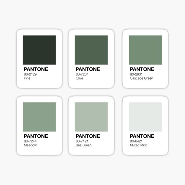 "Muted Green Pantone Set" Sticker for Sale by SundownDesigns | Redbubble
