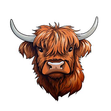 "Cute Highland Cow Cartoon" Sticker for Sale by PixelVibes | Redbubble