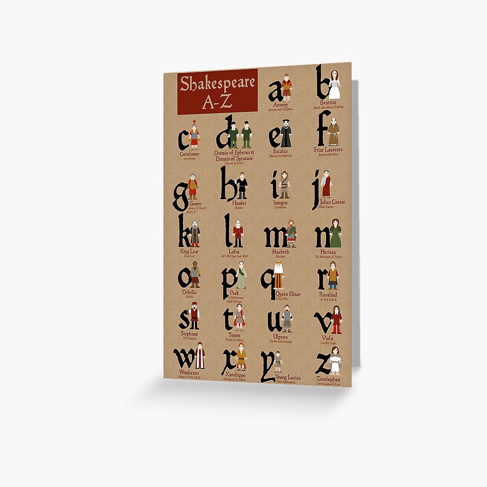 "Shakespeare Alphabet" Greeting Card for Sale by babybigfoot | Redbubble
