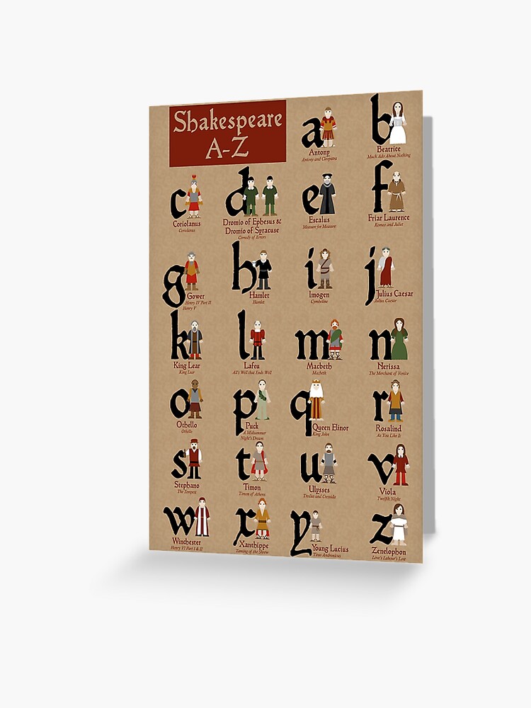 "Shakespeare Alphabet" Greeting Card for Sale by babybigfoot | Redbubble