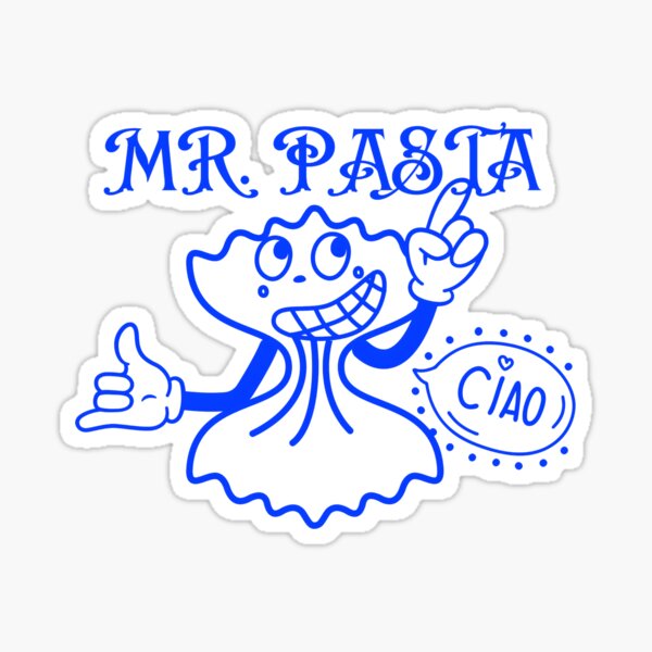 "Mr. Pasta cartoon Logo " Sticker for Sale by Amoreitaliano | Redbubble
