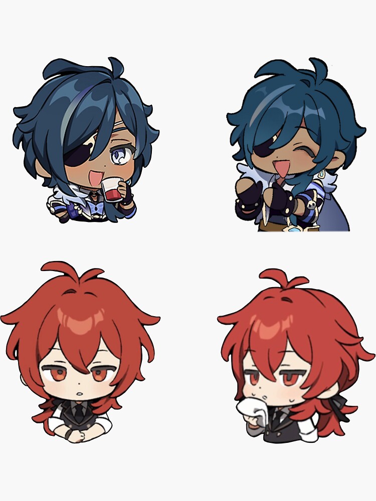 "Genshin Impact- Chibi Diluc and Kaeya" Sticker for Sale by sukisoup ...