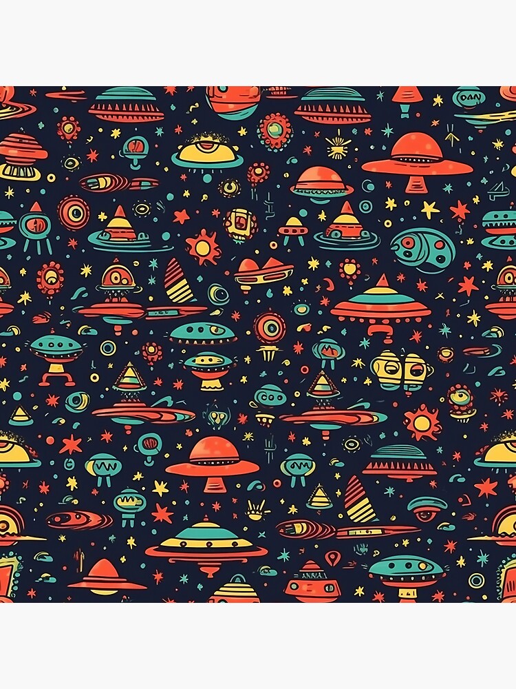 "Cosmic patterns: Aliens and UFO" Sticker for Sale by lehoodesign ...