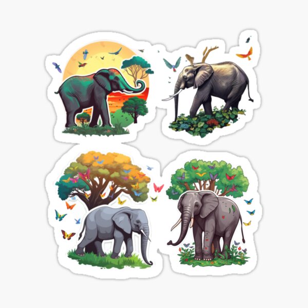 "Elephants Stickers Bundle Set" Sticker for Sale by blakfrog | Redbubble