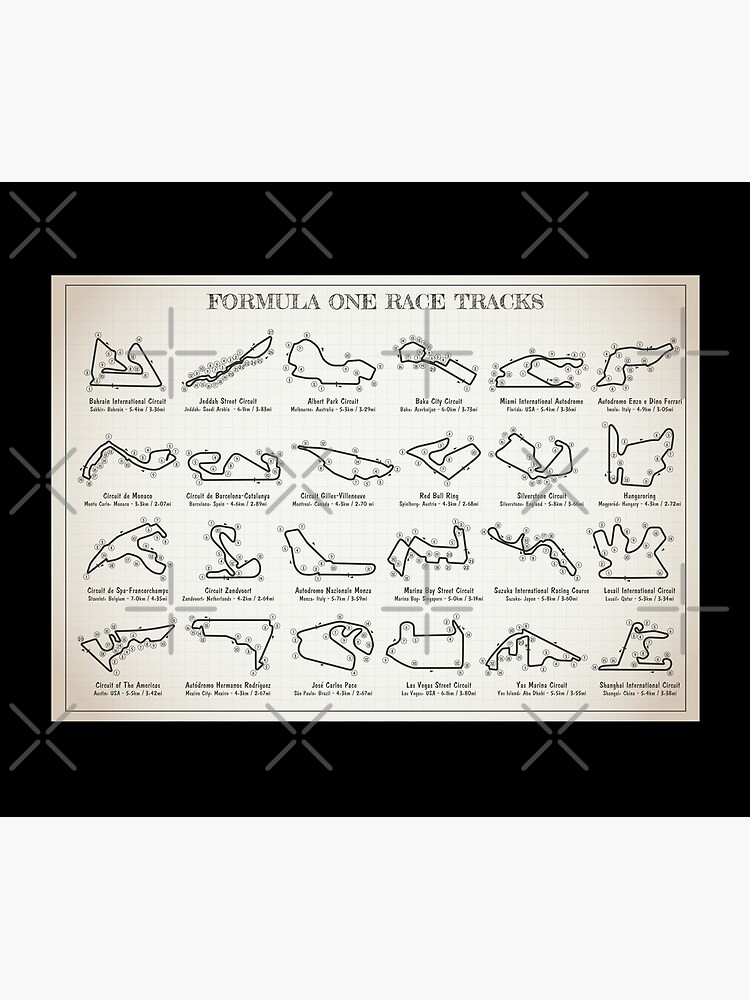 "F1 Race Tracks (Blueprint - Light Ivory)" Mouse Pad for Sale by BLUE ...