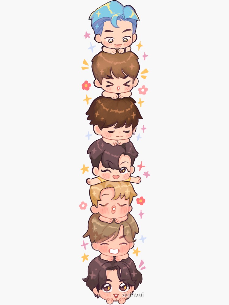 "BTS Head Pile" Sticker for Sale by ayinvui | Redbubble