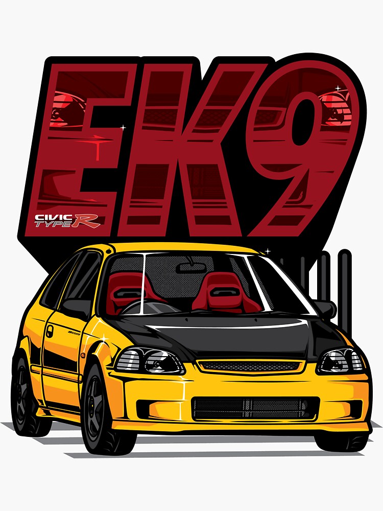 "Honda Civic Ek9" Sticker for Sale by rockartworks | Redbubble