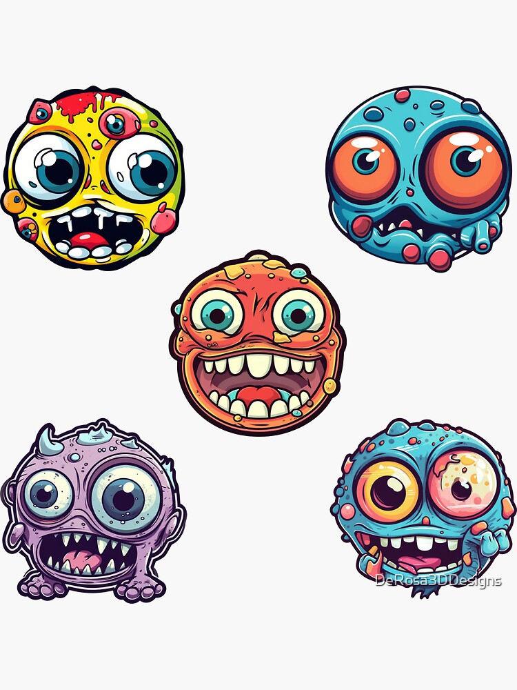"Cartoon Crazy Face Ball, Wacky Madballs, Funny Balls" Sticker for Sale ...