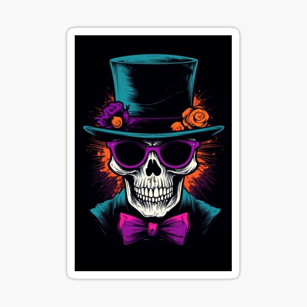 "Whimsical Psychedelic Skull Madhatter Skeleton Art Graphic Design V.60 ...