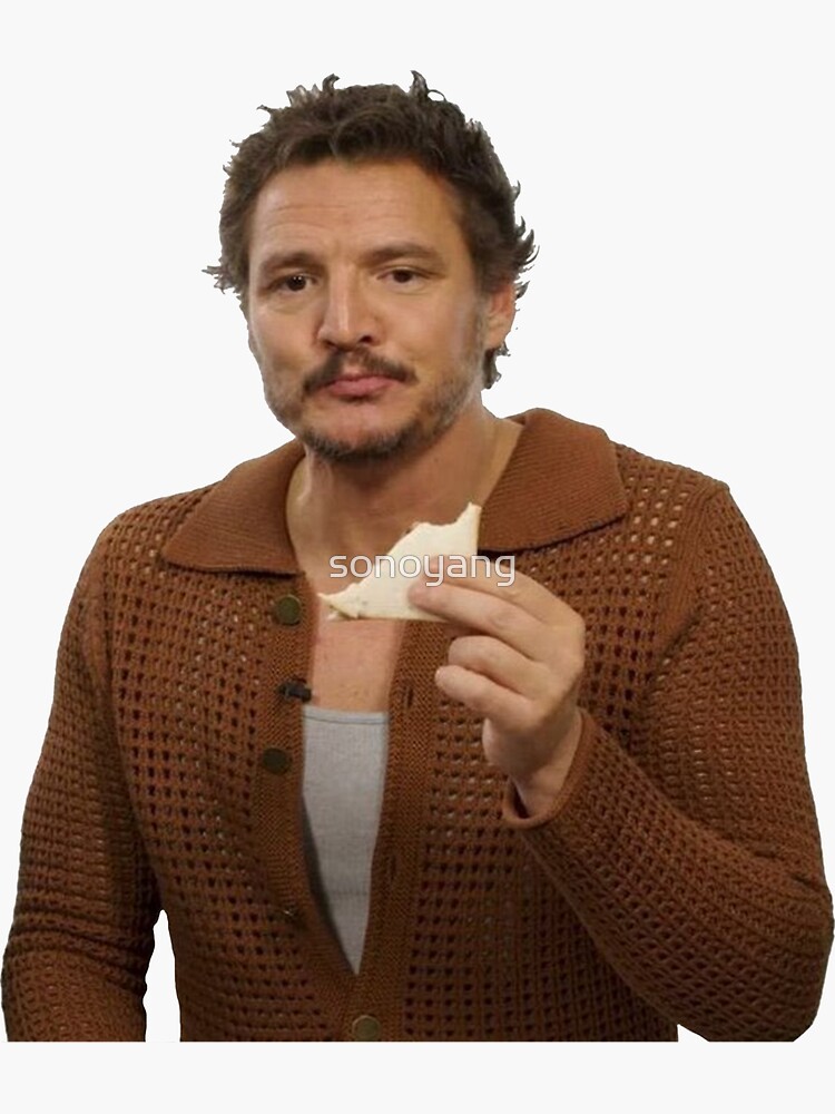 "Pedro Pascal eating sandwich " Sticker for Sale by sonoyang | Redbubble