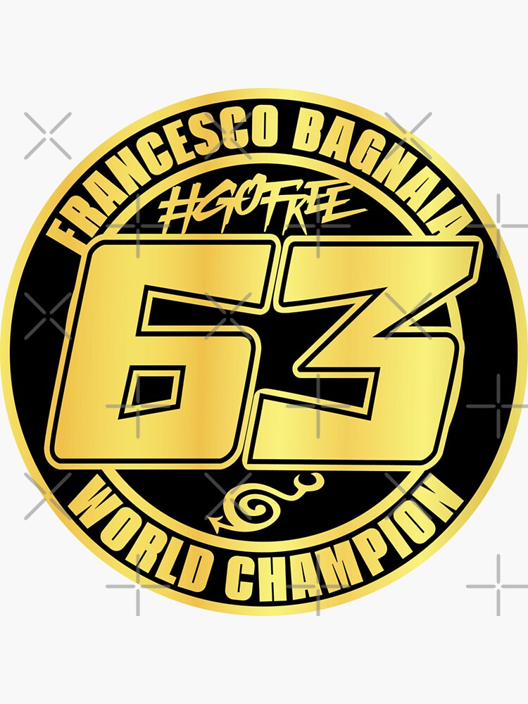 "Pecco Bagnaia 2022 World Champion Go Free Number 63 Gold" Sticker for ...