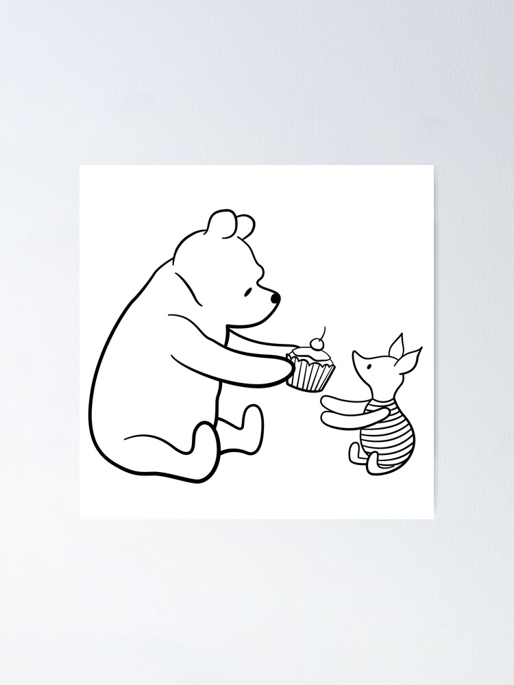 "Winnie The Pooh with Piglet line art" Poster for Sale by Cristina1155 ...